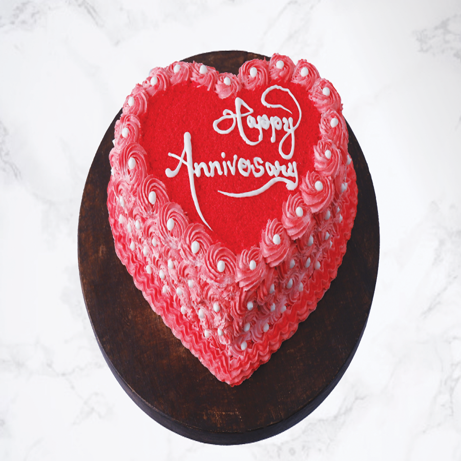 Happy Anniversary Heart Shape Cake - WishingCart